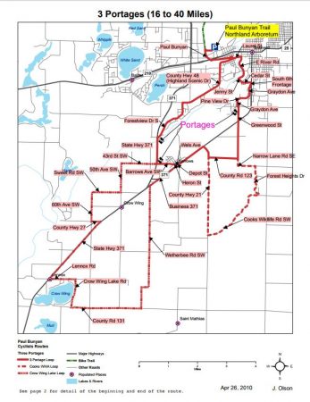 Bike Trail Maps - Three Portages - Brainerd MN Biking - MN Bike Trails
